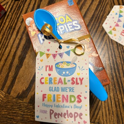 Cereal Valentine Tag, Cereal-sly Glad We're Friends Valentine Cereal ...