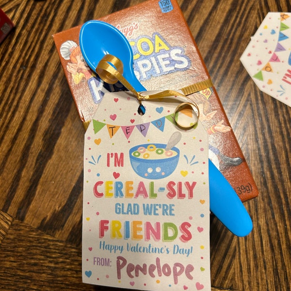 Cereal Valentine Tag, Cereal-sly Glad We're Friends Valentine Cereal ...