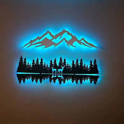Mountain LED Metal Art Sign / Light up Mountain Metal Sign / Multi ...