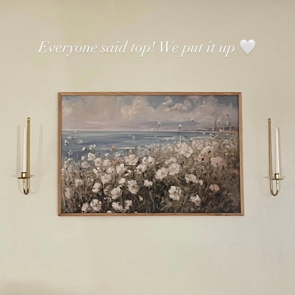 Moody Spring Printable Wildflower Field Landscape Painting, Spring ...