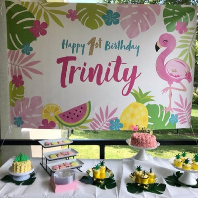 Flamingo Backdrop Banner. PRINTABLE FILE. Flamingo Birthday Party ...