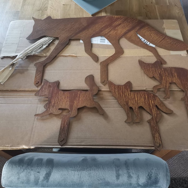 Rusty Metal Family of Foxes - Garden Ornaments - Art - Fox Gift - Steel ...