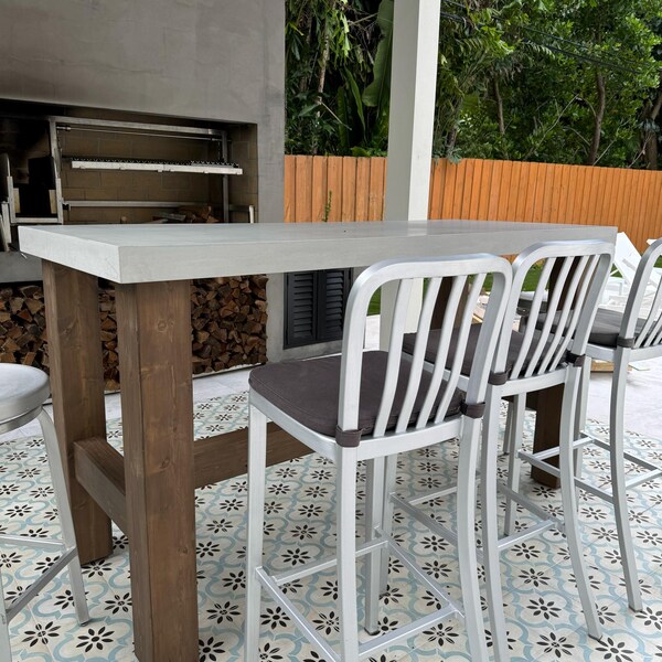 Custom Concrete Table Top | Wood Base | Patio Table | Dining Table ...