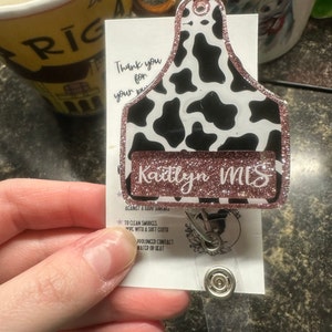 Cow Print Tag Badge Reel,black and White , Western Badge Reel, Nurse ...
