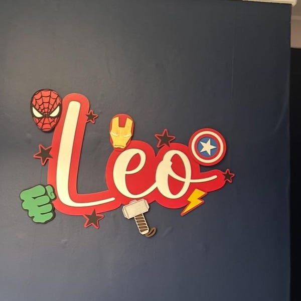 Wooden Avengers / Spider-man / Hulk Inspired Layered Name Plaque • Boys ...