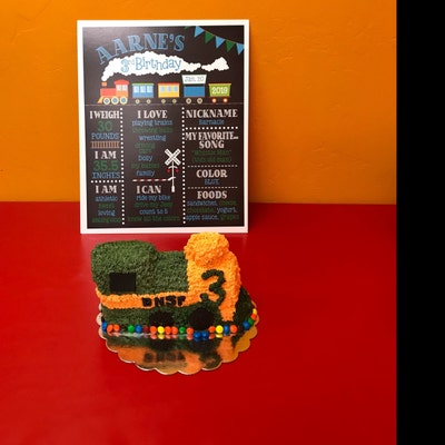 Train Birthday Poster, Train Theme Bday Board, Yearly Stats Milestones ...