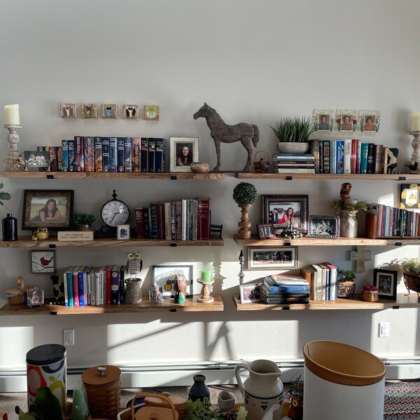 60x9 Floating Shelves for Wall Storage, Wall Bookshelf Living Room Set ...