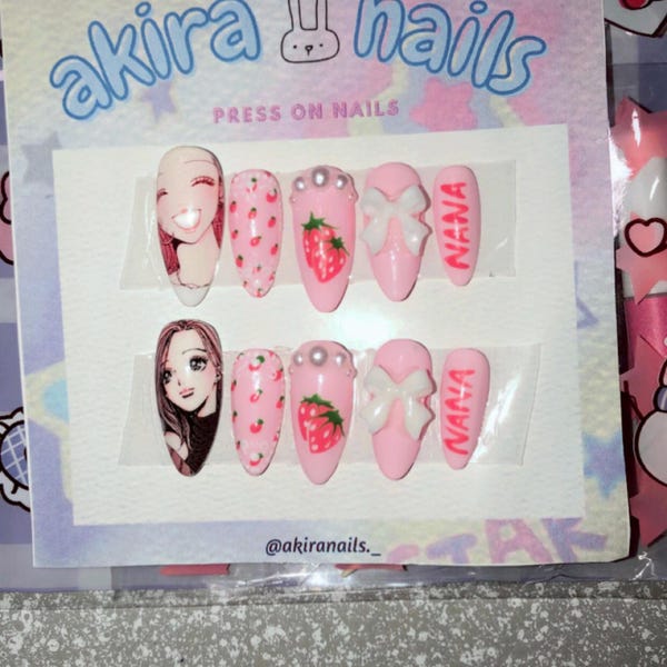 Mitsuri Nails | Kimetsu No Yaiba Nails | Press on Nails | Demon Slayer ...