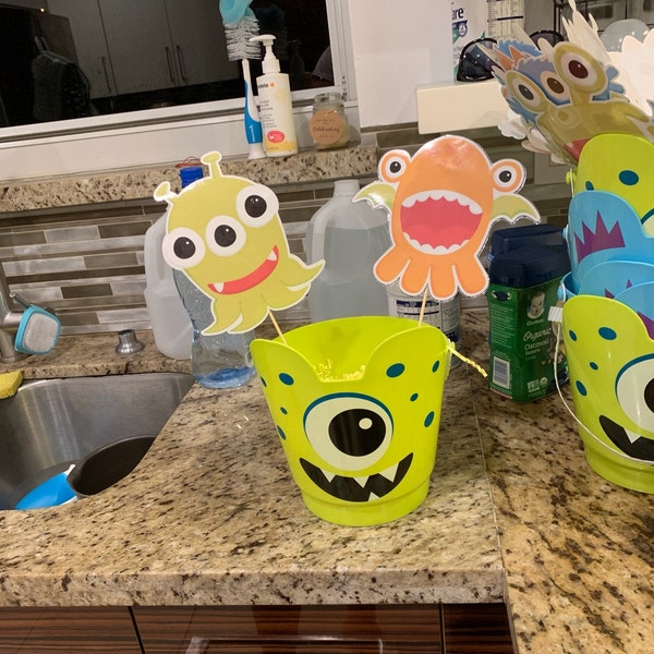 Little Monster Centerpieces - Funny Birthday Decorations. Table Decor ...