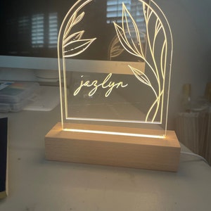 Personalized Acrylic Night Light Boho Night LED Light Kids Bedroom ...