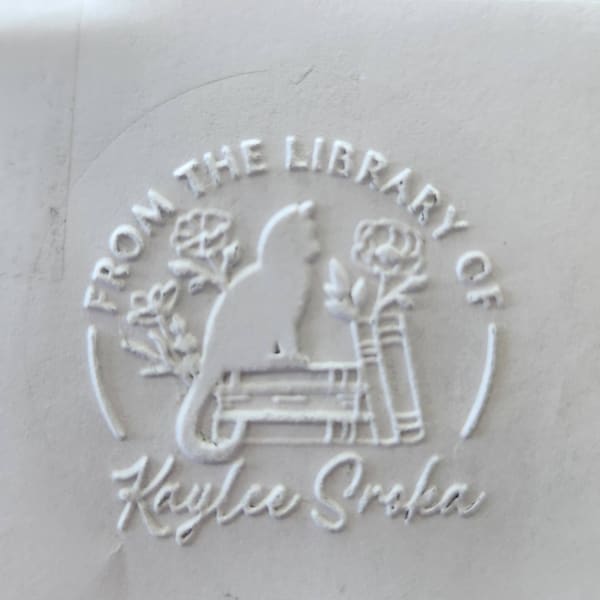 Book Embosser Book Stamp, Personalized Cat Book Stamp, From the Library ...