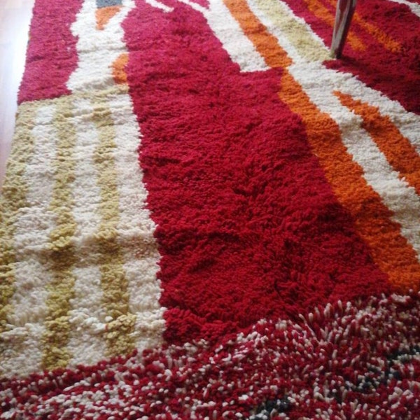 Green Beni Ourain Carpet-large Moroccan Rug 8x5-abstract Wool Rug ...