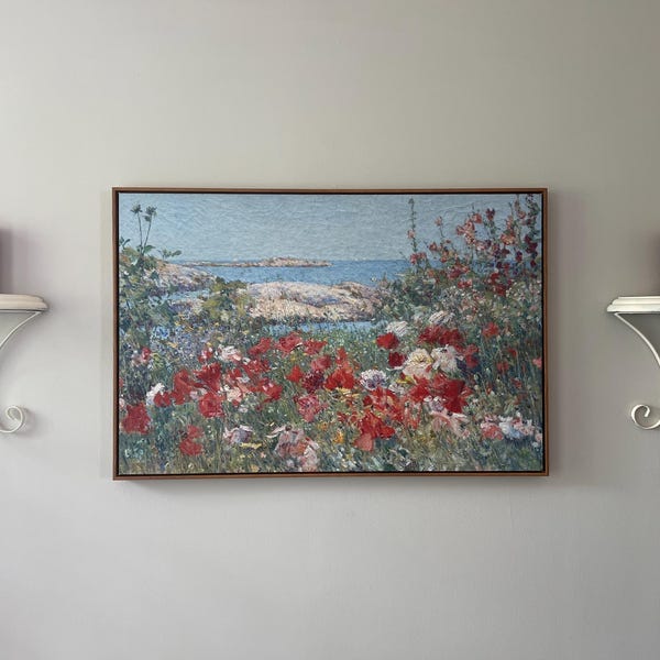 Childe Hassam Landscape Wall Art Wildflower Field Oil Painting, Frame ...