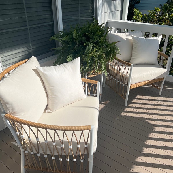 REAGAN || Indoor/outdoor White Woven Pillow Cover∙ White Pillow∙ ...