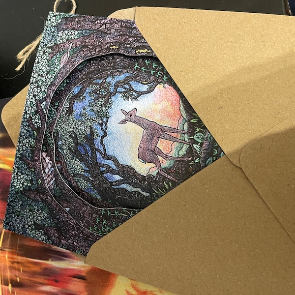 The Wood at Dusk - Double-sided, Papercut Concertina Card - Etsy