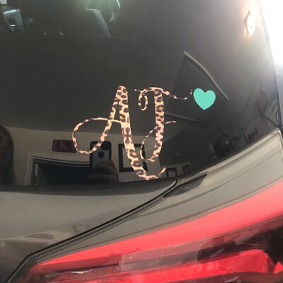 Leopard Print Monogram, Monogram Car Decal, Monogram for Women, Laptop ...