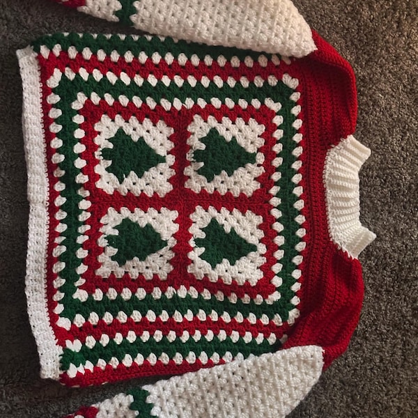 Crochet Christmas Sweater Pattern PDF (english): Granny Square Snowed ...