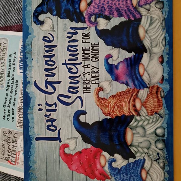 Personalized Gnome Sign, Your Name, Gnome Home, Customized Gnome Lover ...