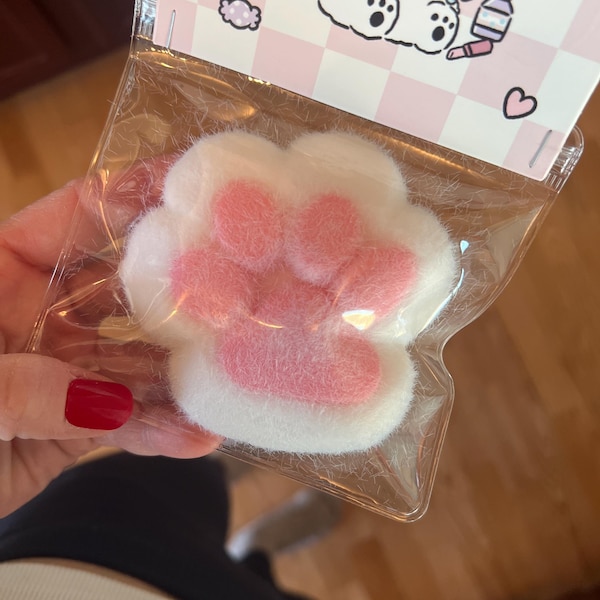 Fluffy Pinky Cat Paw Squishy Toy | Hand-made | Stress Reliever | Slime ...