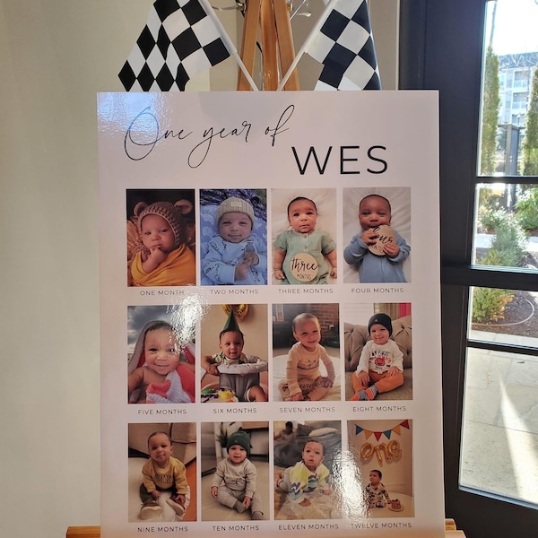 Printable Baby's First Year Poster Template, Modern 1st Birthday Photo ...