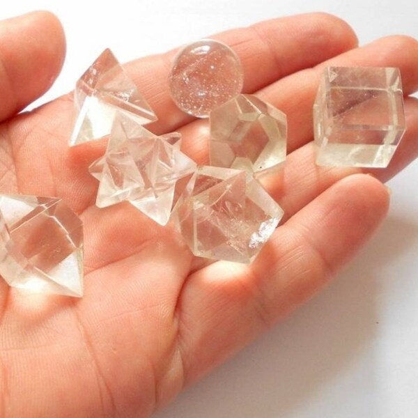 Clear Quartz Sacred Geometry Platonic Solids Set Reiki Crystal Earthegy ...