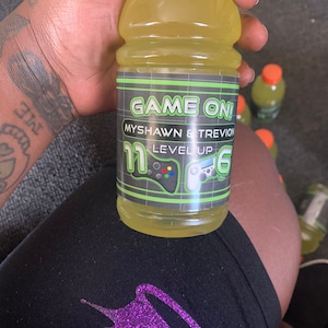 Gamer Party Drink 12 Oz Sports Bottles Wrapper Labels Personalized ...