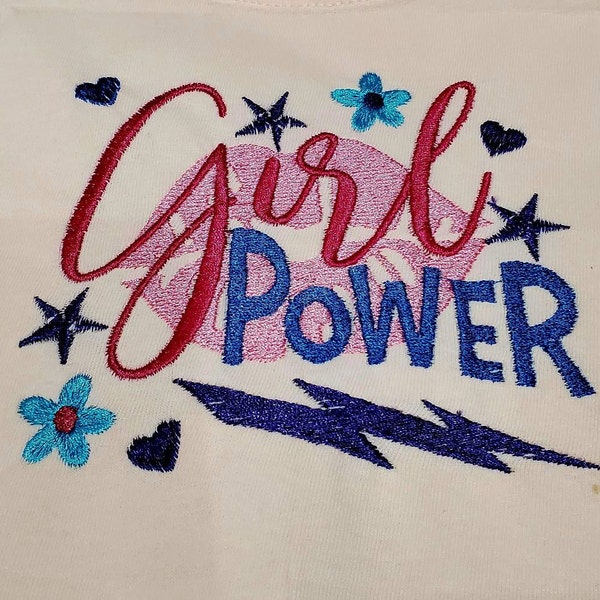 Girl Power Machine Embroidery Design, Fill Stitch Girl Power, Girl's ...