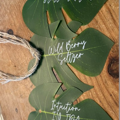 Palm Leaf Name Tag Monstera Name Tag for Bags, Tropical Bachelorette ...
