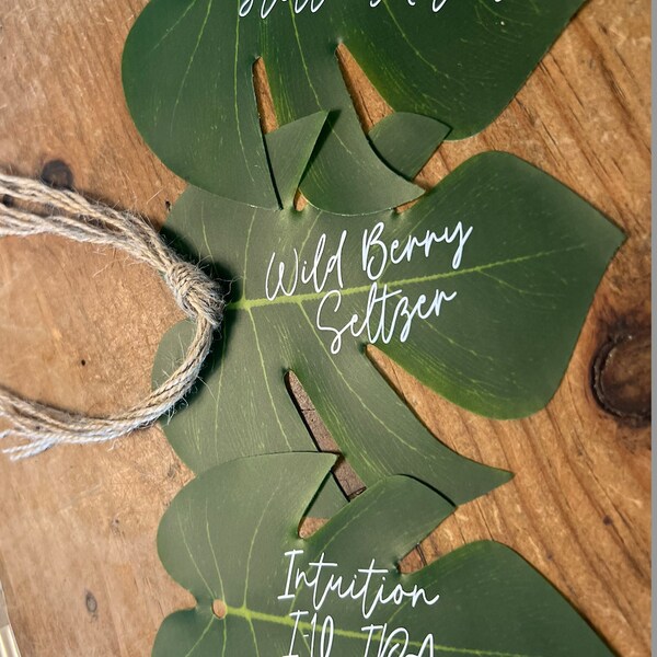 Palm Leaf Name Tag- Monstera Name Tag for Bags, Tropical Bachelorette ...