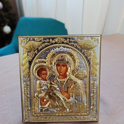 Virgin Mary of Pochayiv Silver Christian Orthodox Icon / Greek / Handmade - Etsy