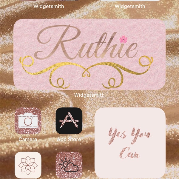 Ios14 Rose Gold Glitter Icon Pack | Rose Gold iPhone IOS14 App Icons ...