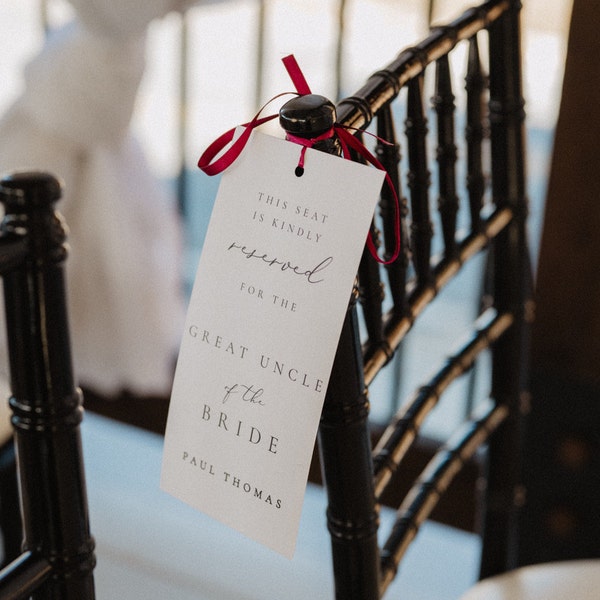 Editable Seating Tag Template, Reserved Seating Tag, Printable Chair ...