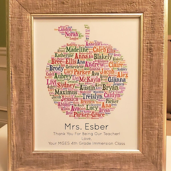 Personalized TEACHER GIFT - Printable Art ~ Gift for Teacher ~ Word Art ...