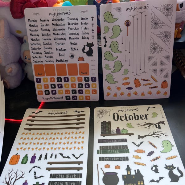 October Monthly Bullet Journal Sticker Kit - Halloween Themed Stickers ...
