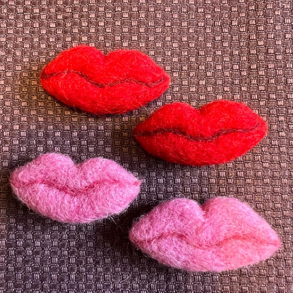 Felted Lips | Felt Lips | Valentine Lips - Etsy