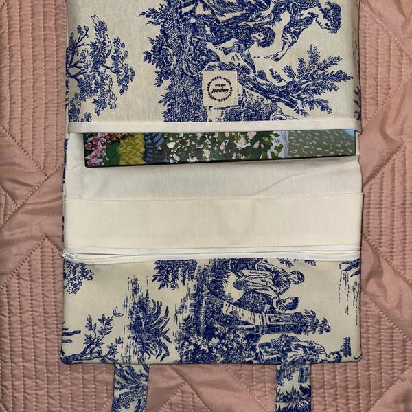 Toile De Jouy Fabric,book Sleeve, Book Bag, Book Purse, Book Protector ...