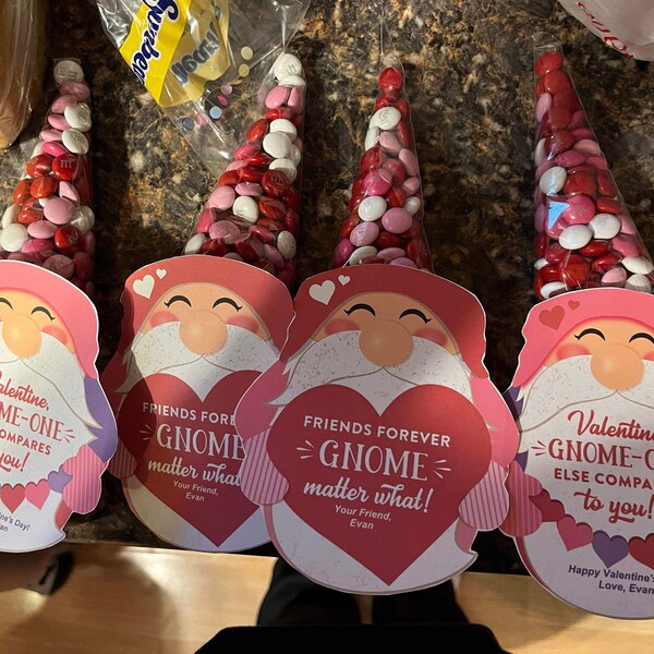 Valentine Gnome Printables, Gnome Treat Bag, Valentine Printable ...