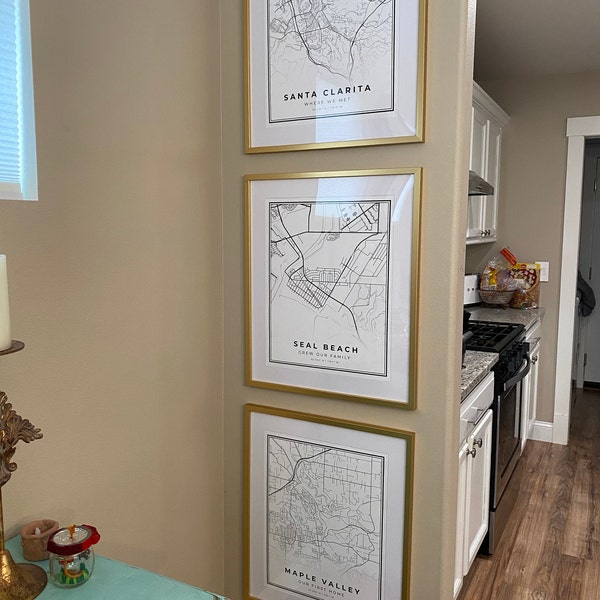 Set of 3 ANY CITY Map Posters, Personalized Map Prints, Custom ...