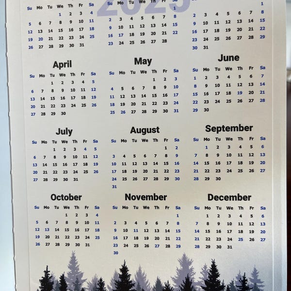 Year at A Glance Calendar Sticker With Wildflowers Design 2024, 2025 ...