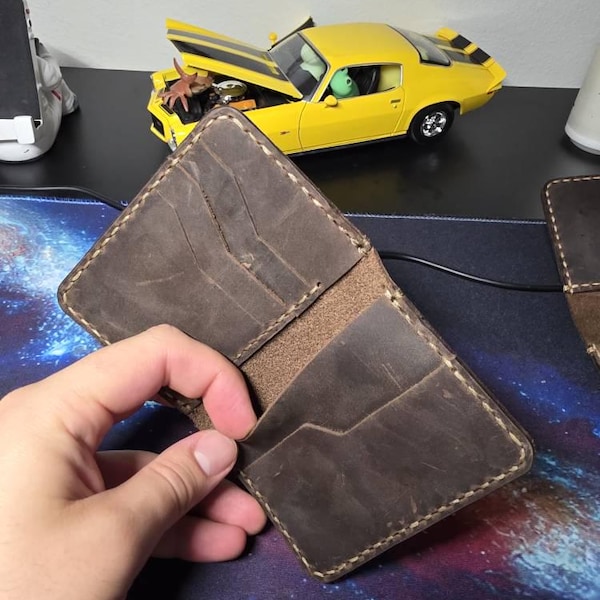 Minimalist Leather Wallet, Bifold Wallet, Distressed Leather Slim ...