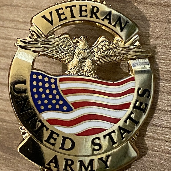 Veteran Army Pin - USA Military - Enamel Lapel Pin Collectible - Gold ...