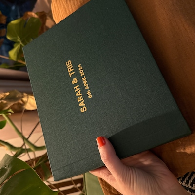 Elegant Green Wedding Guest Book and Album With Gold Lettering Jungle ...