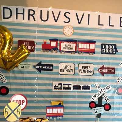 35 Train Party Printable Props, Conductor Train Themed Party Diy Photo ...
