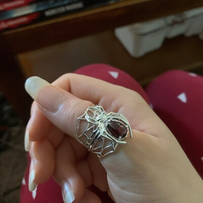 Spider Gemstone Ring Garnet, Moonstone, Onyx, Stacking Rings, Spider ...