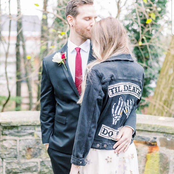 Til Death Do Us Part Custom Embroidered Jean Jacket | Til Death Jacket ...