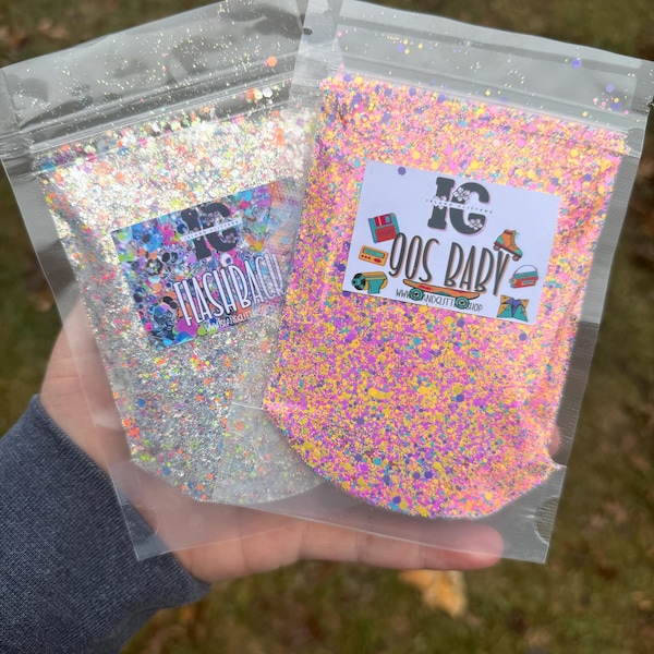 FLASHBACK - Chunky Neon Glitters | 90s Theme Glitters | Chunky Silver ...