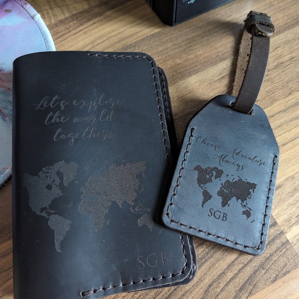 Anniversary Travel Gifts Couple Travel Gift Set World Map Leather ...