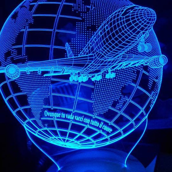 3D Passenger Airplane, Travel Plane, 3D Illusion Lamp, Gifts for ...