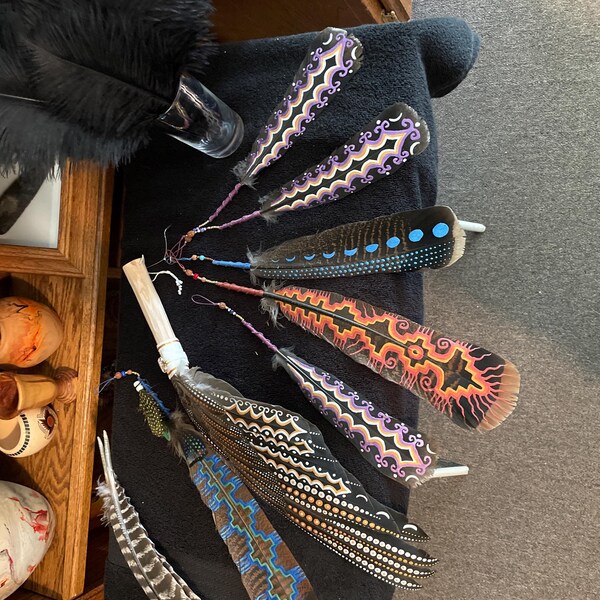 Yogi Feather .:. Painted Feather//turkey Feather//for Smudging//prayer ...