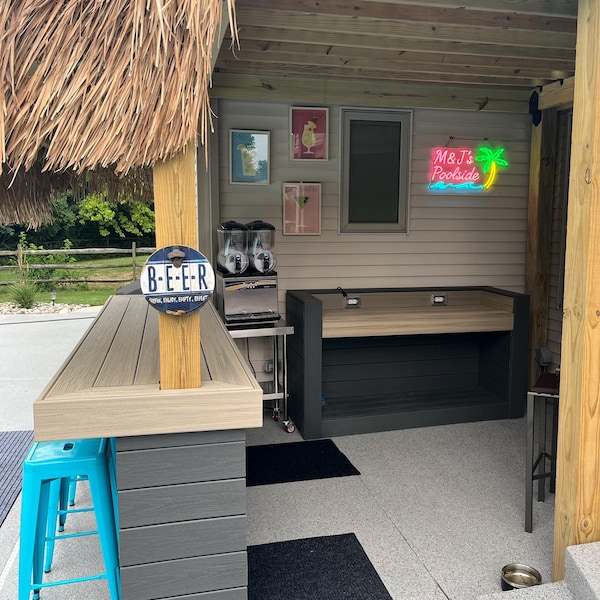 Poolside Sign Custom Neon LED Sign Pool Bar Decor Poolside Oasis Sign ...